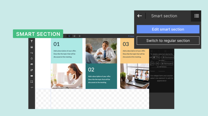 Smart Sections for Dynamic Page Layouts | Landingi